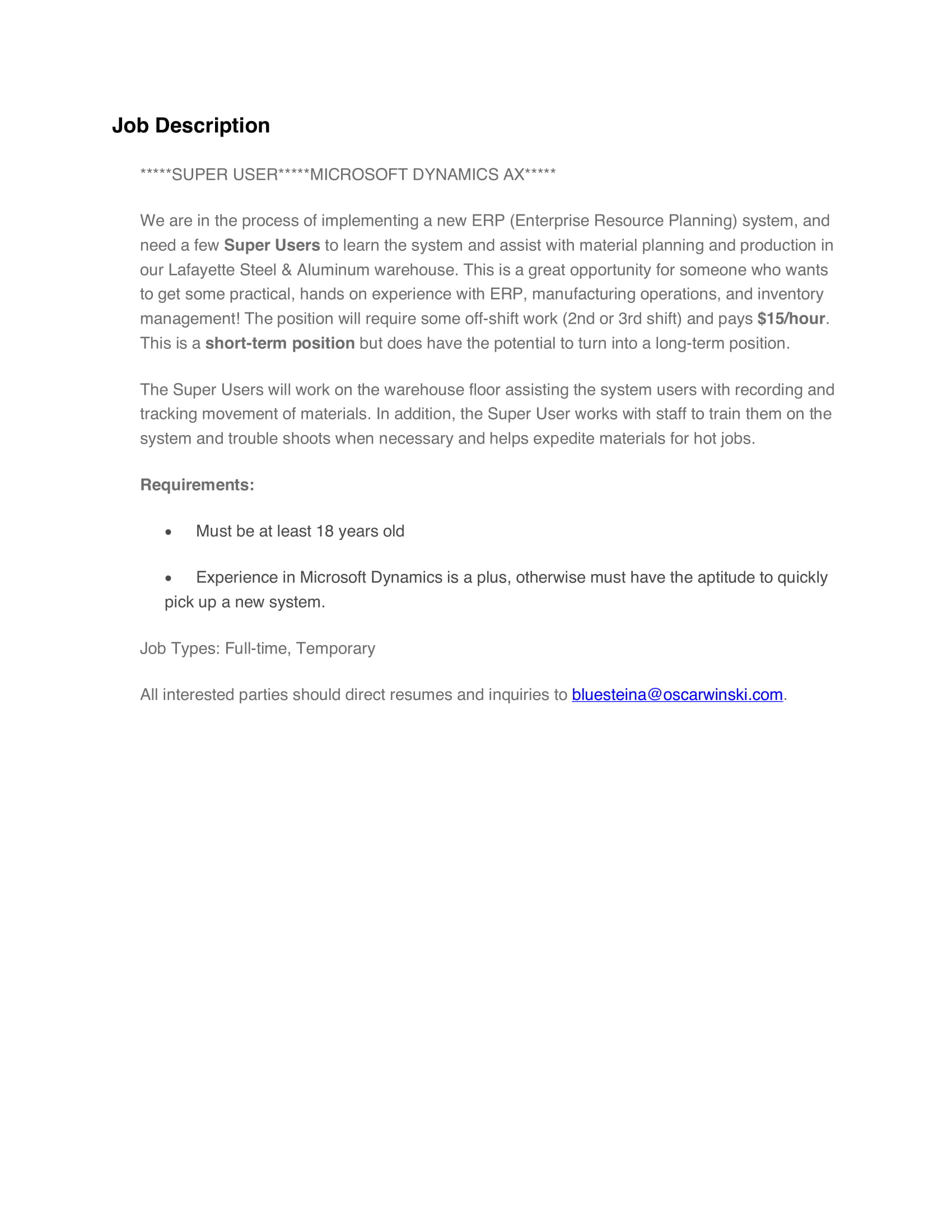 Enterprise Resource Planning Job – PurdueME.com