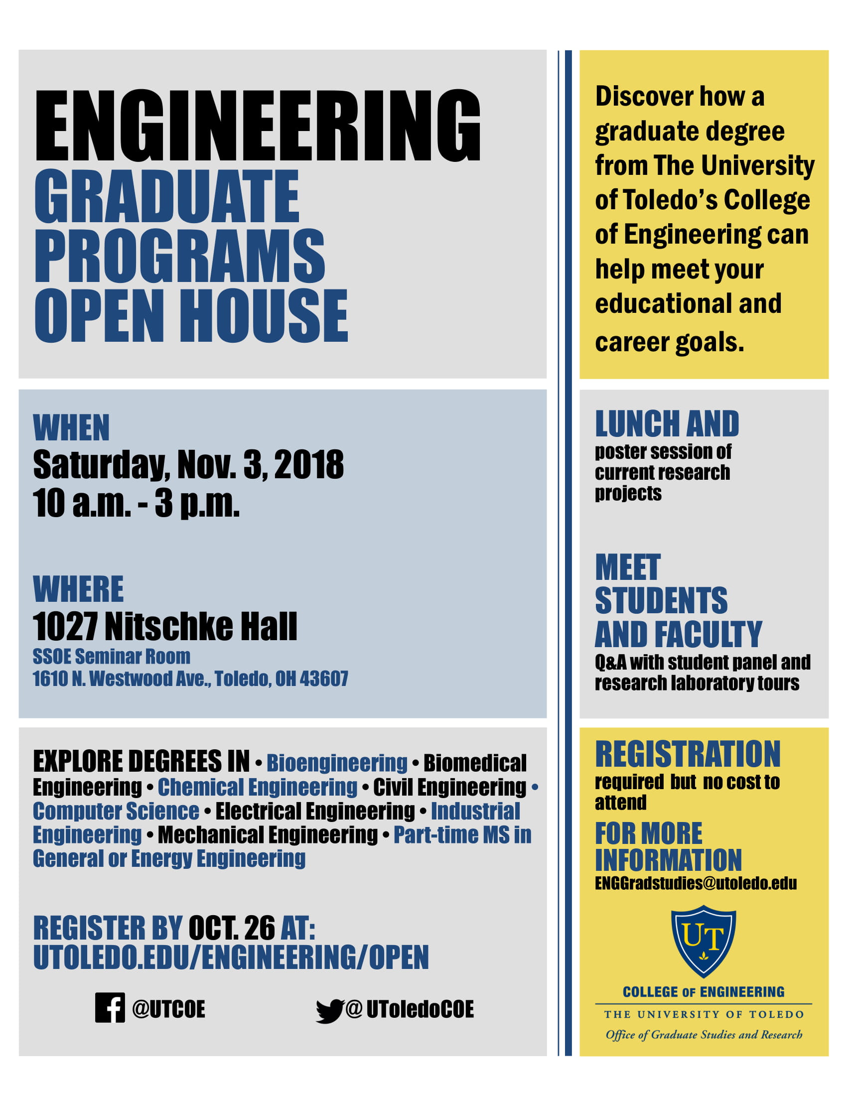University of Toledo Engineering Graduate Programs Open House – 11/3 ...