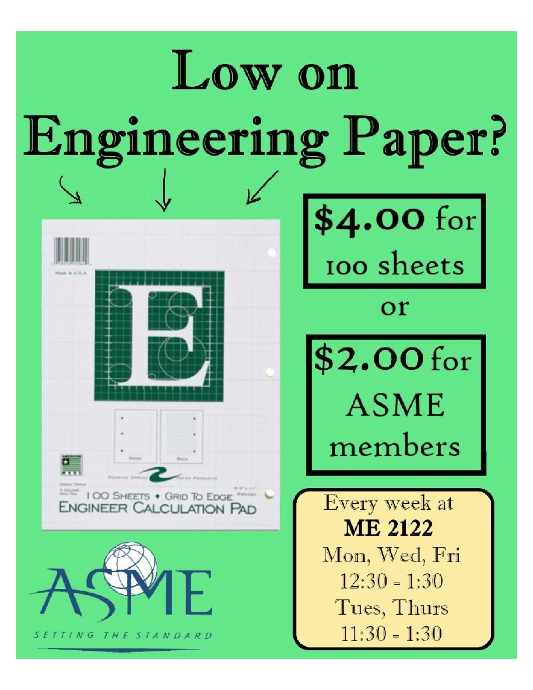 Replenish Your Stock of Engineering Paper with ASME @ ME 2122 ...