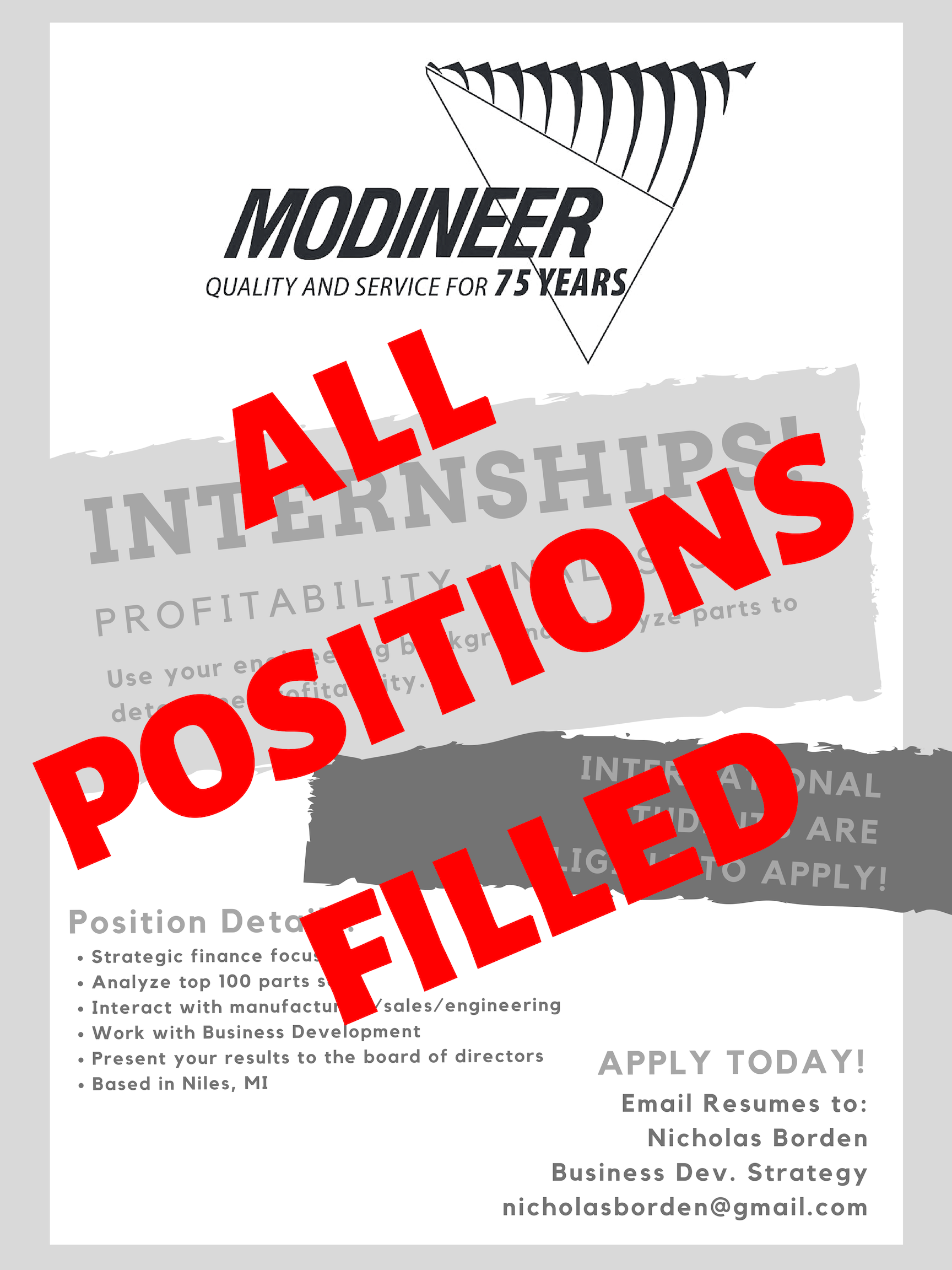 All Positions Filled – Modineer – PurdueME.com