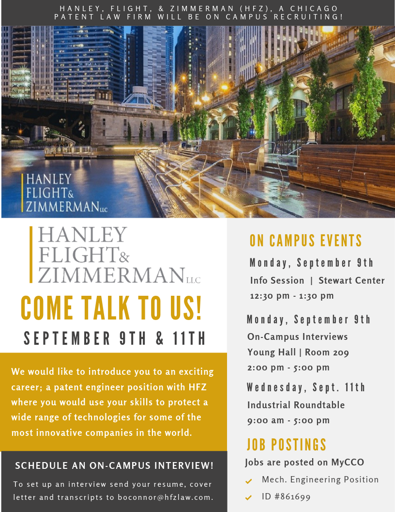 Hanley, Flight & Zimmerman Patent Law Firm Recruiting Events ...