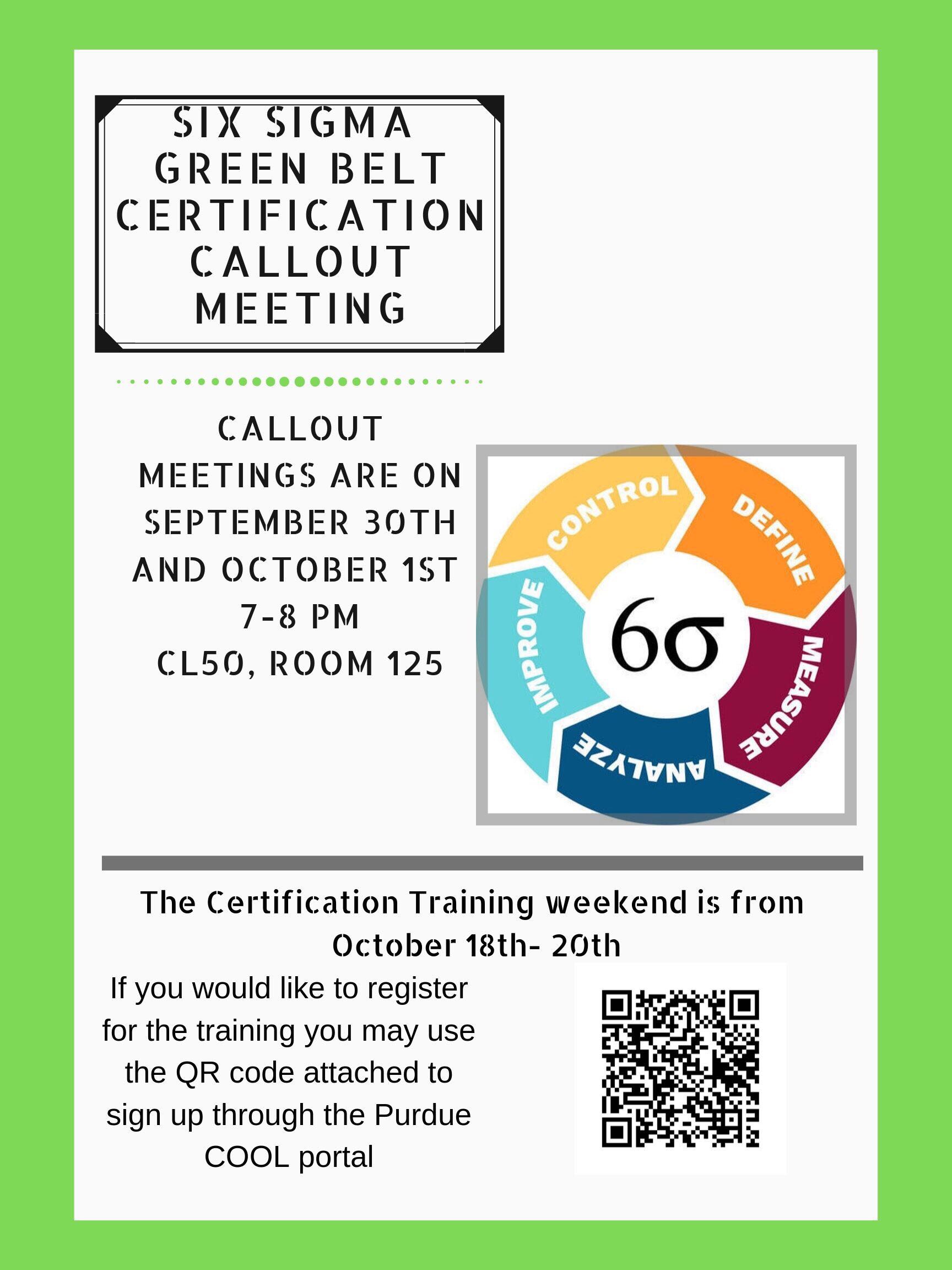 Six Sigma Green Belt Certification Callout – Undergraduate Blog
