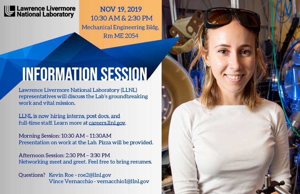Lawrence Livermore National Laboratory Info Session | Nov 19th – PurdueME.com