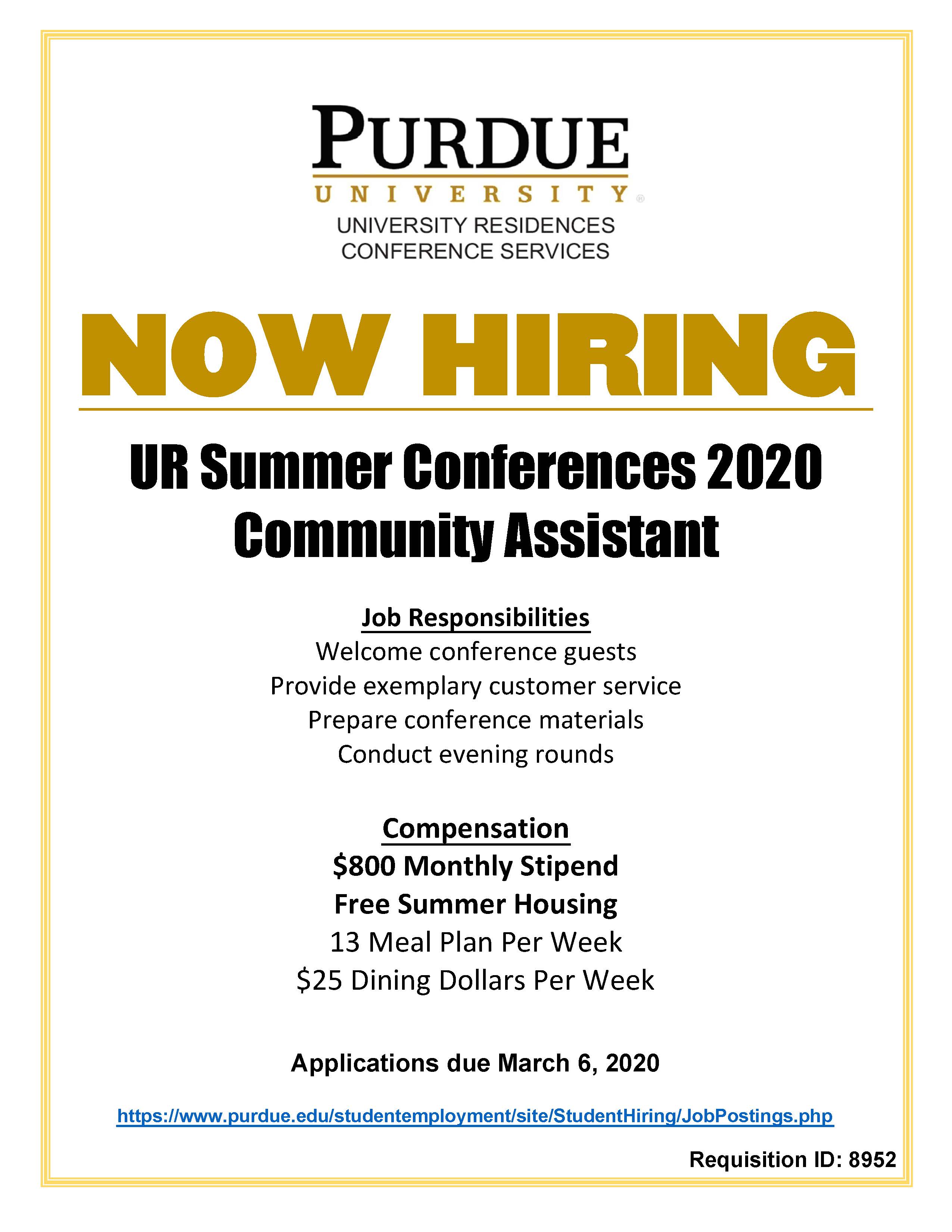 On Campus & Looking for a Job this Summer? University Residence is ...