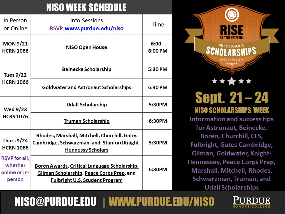 Purdue NISO Scholarships Week – PurdueME.com