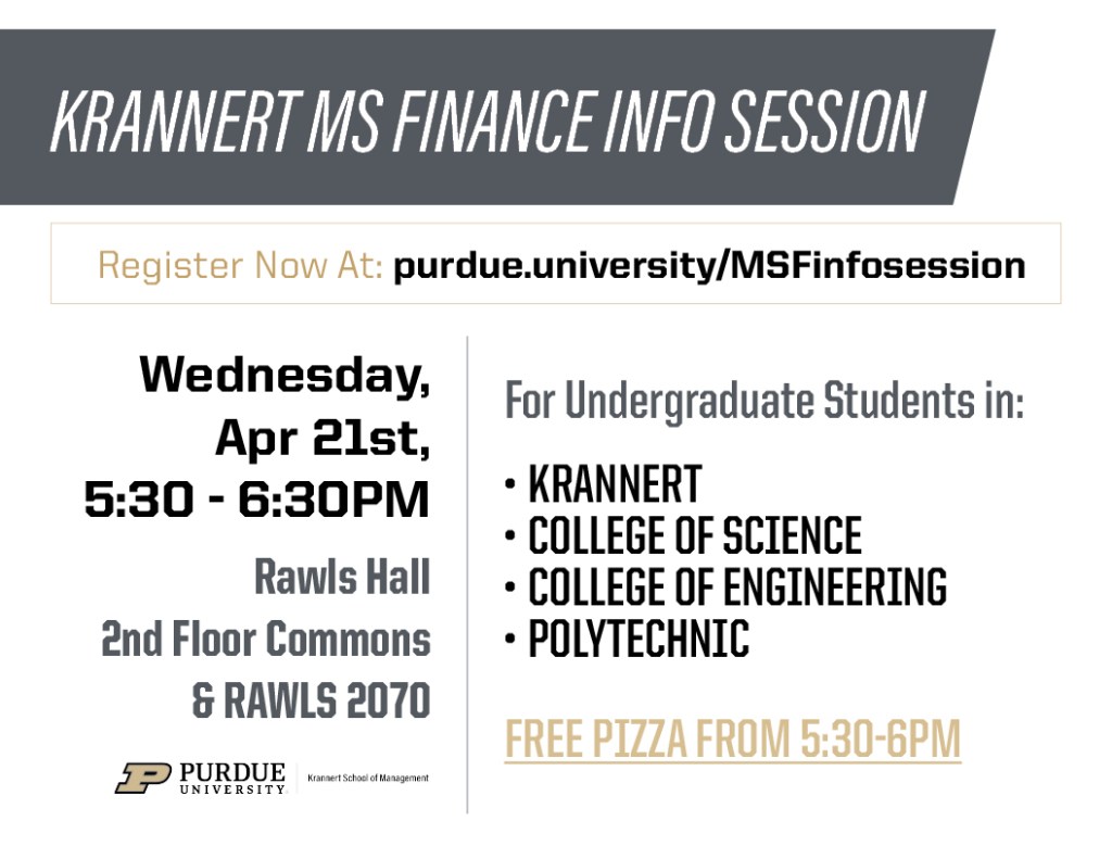 MS Finance Info Session – IN PERSON! – PurdueME.com