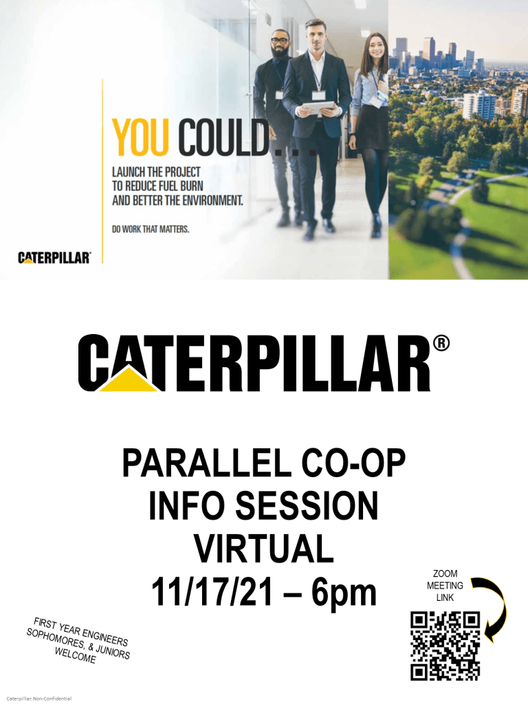 Caterpillar Parallel Co-op Information Session; Wednesday, November 17th – PurdueME.com