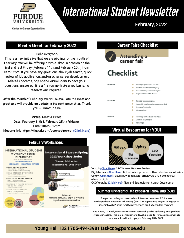 CCO International Student Newsletter – PurdueME.com
