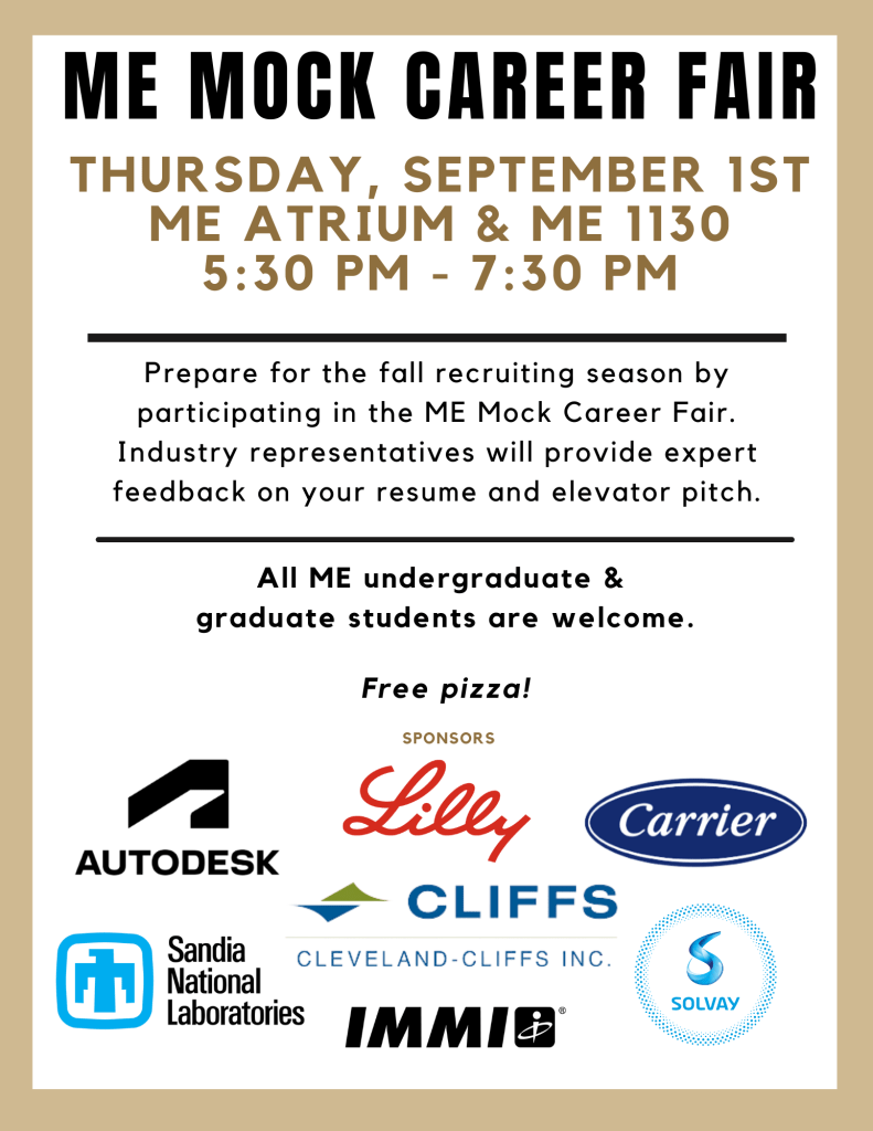 Mock Career Fair with Industry Representatives – Thursday, September ...