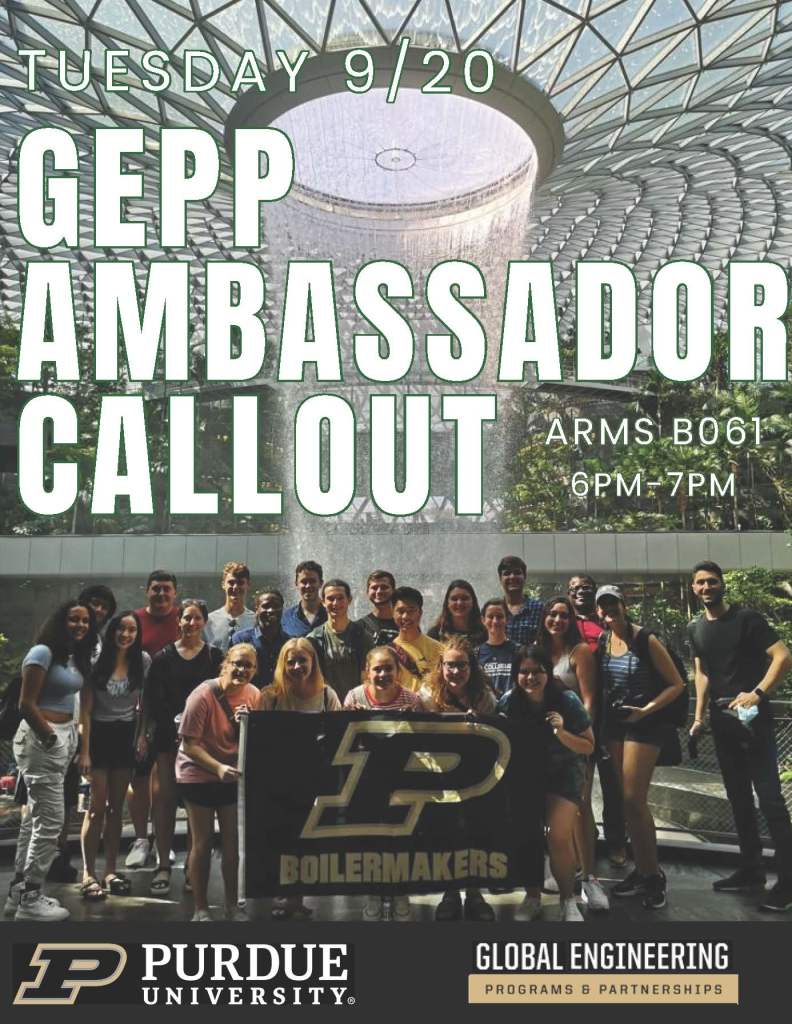 GEPP Ambassador Callout – TODAY! – PurdueME.com