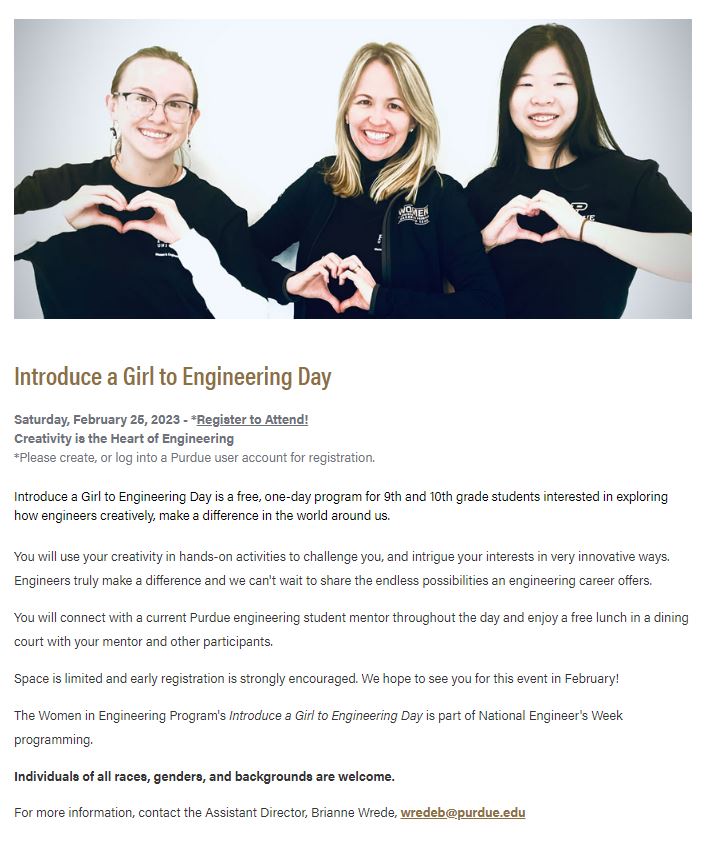 Introduce a Girl to Engineering Day – PurdueME.com