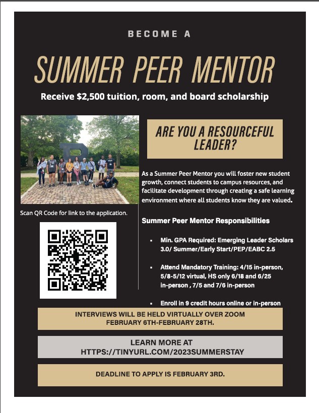 Summer Peer Mentor Recruitment – PurdueME.com