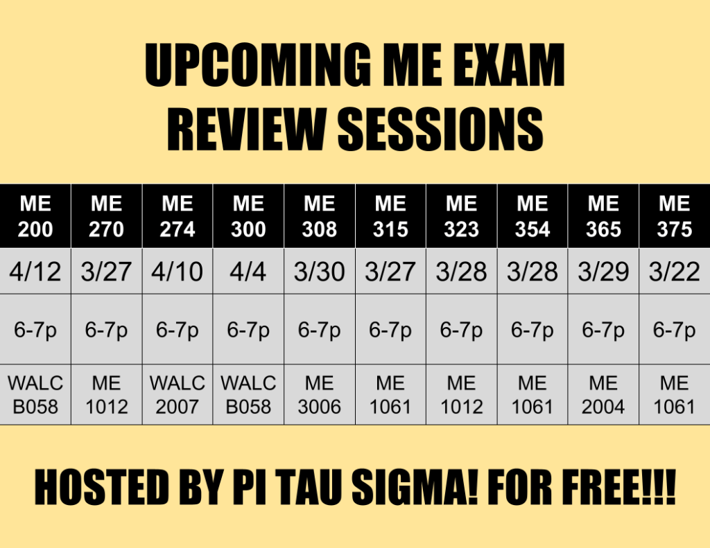 Pi Tau Sigma ME Exam Review Sessions – PurdueME.com