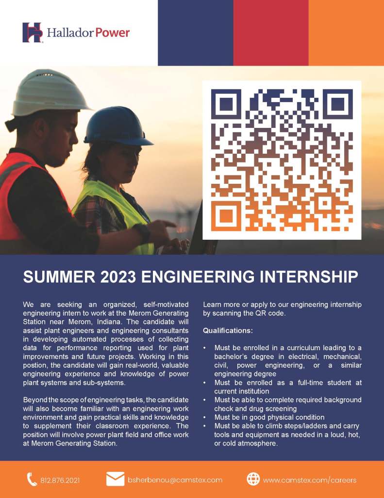 Hallador Power Internship Available – PurdueME.com