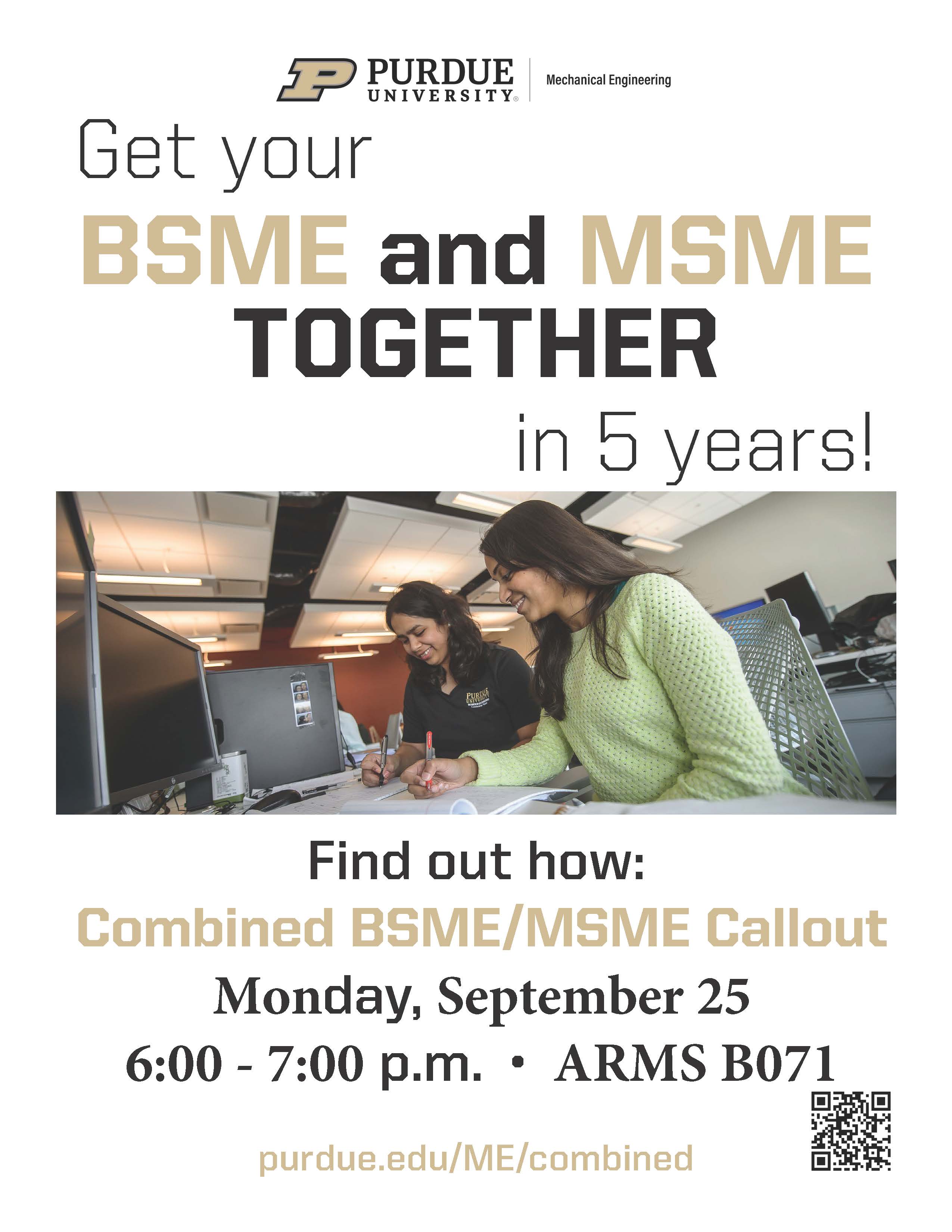 BSME and MSME in 5 years! Callout 9/25 – Undergraduate Blog