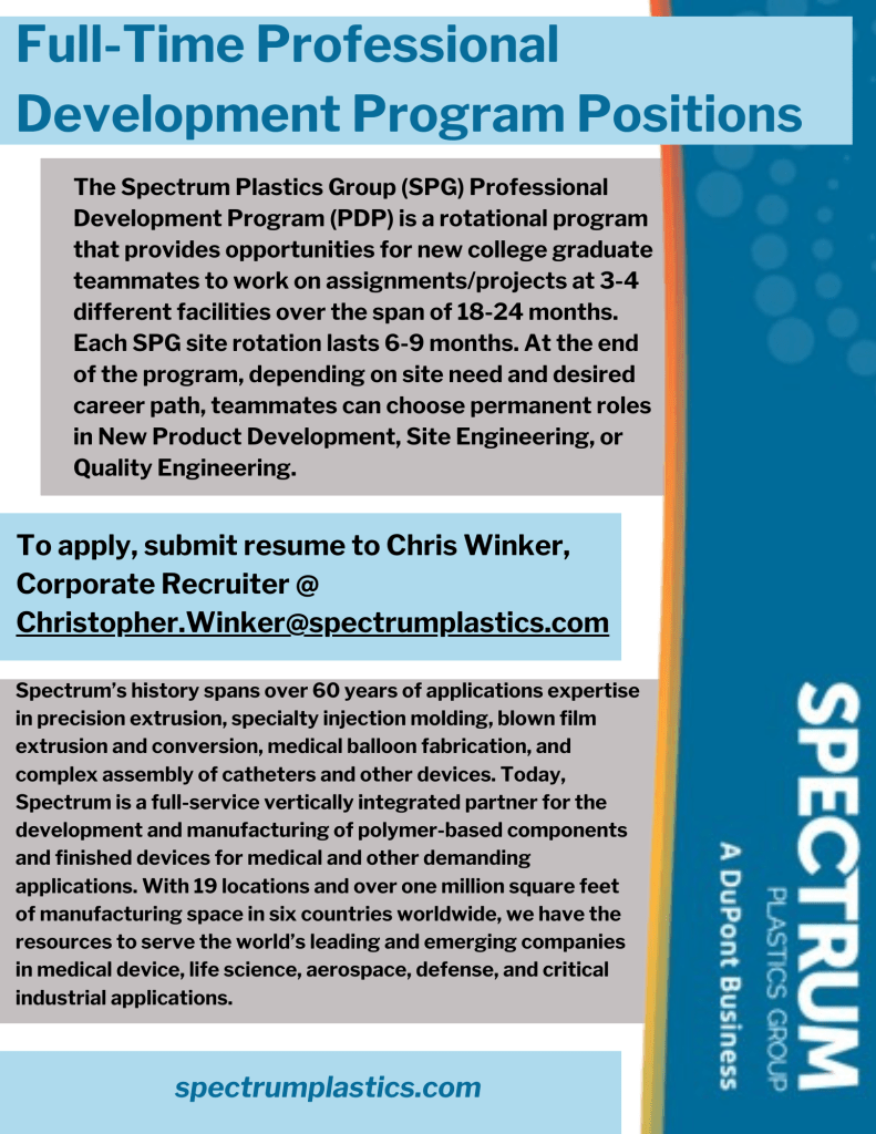 Spectrum Plastics Group Positions Available – PurdueME.com