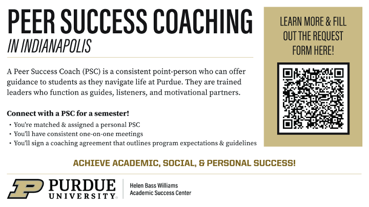 Connect with a Peer Success Coach in Indianapolis – PurdueME.com